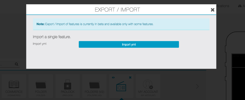 Export / Import a Feature of your app - Zero Codes Docs