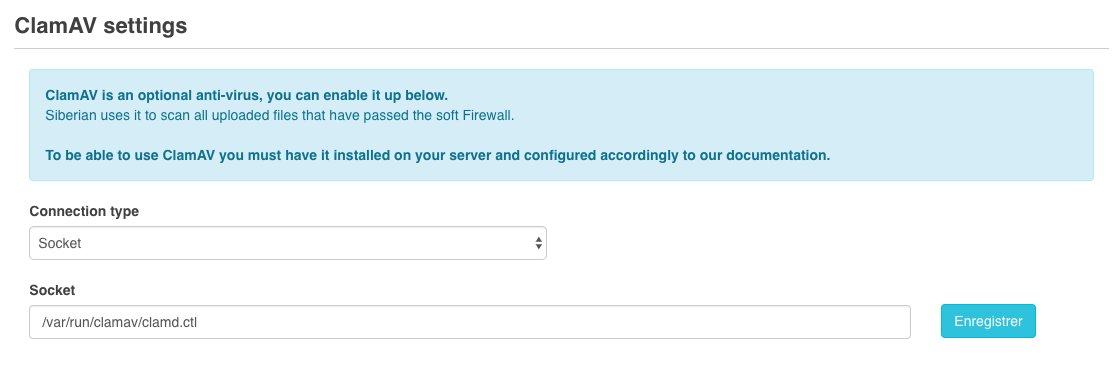 Security: Firewall and ClamAV antivirus - Siberian CMS