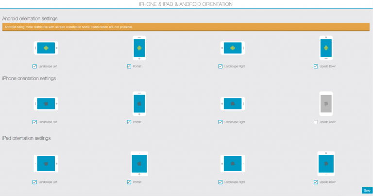 How to choose iPhone, iPad and Android screen orientation - Zero Codes Docs
