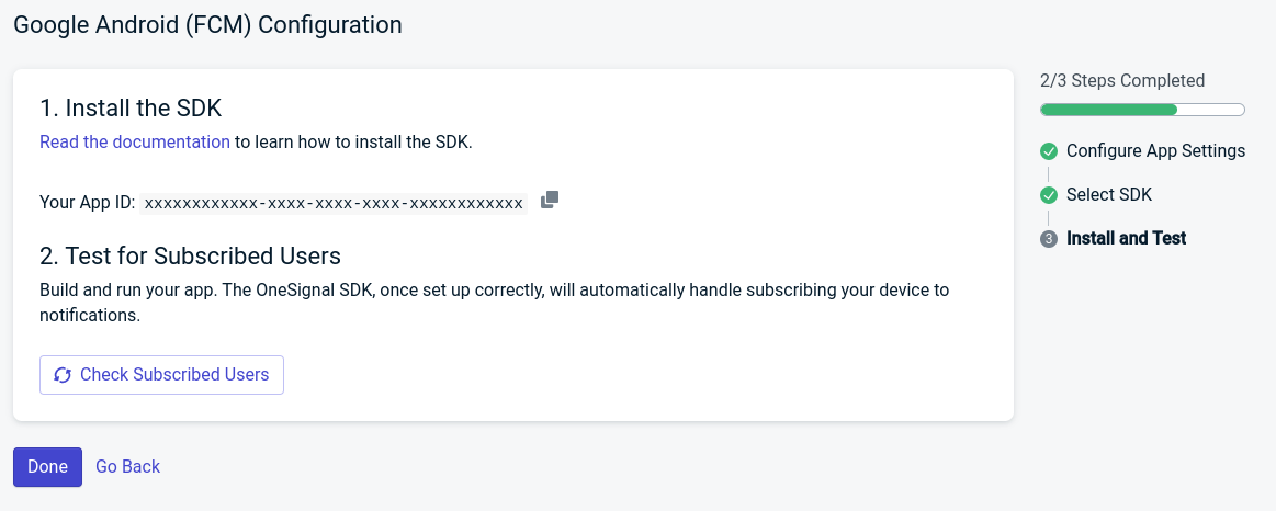 OneSignal push configuration - Siberian CMS