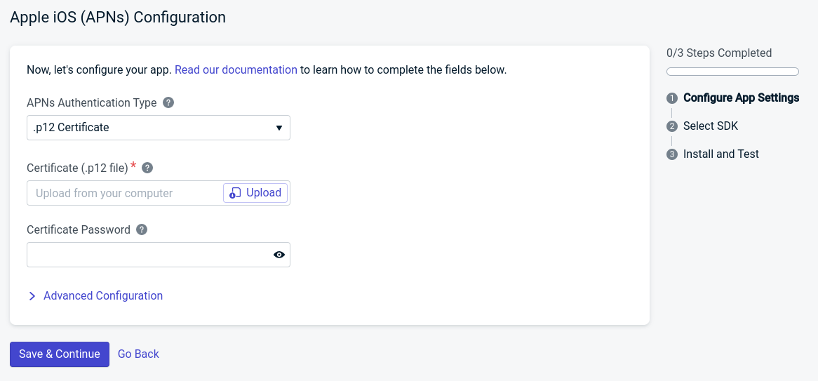 OneSignal push configuration - Siberian CMS